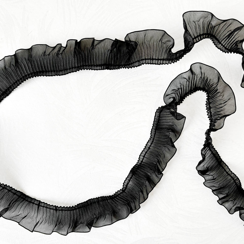 Sheer Black Ruffle Trim – Rose Mille