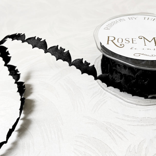 Black Satin Bats Cutout Ribbon – Rose Mille