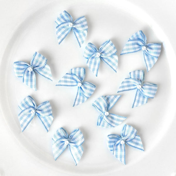 Vintage Gingham Check Bows With Pearl Center – Rose Mille
